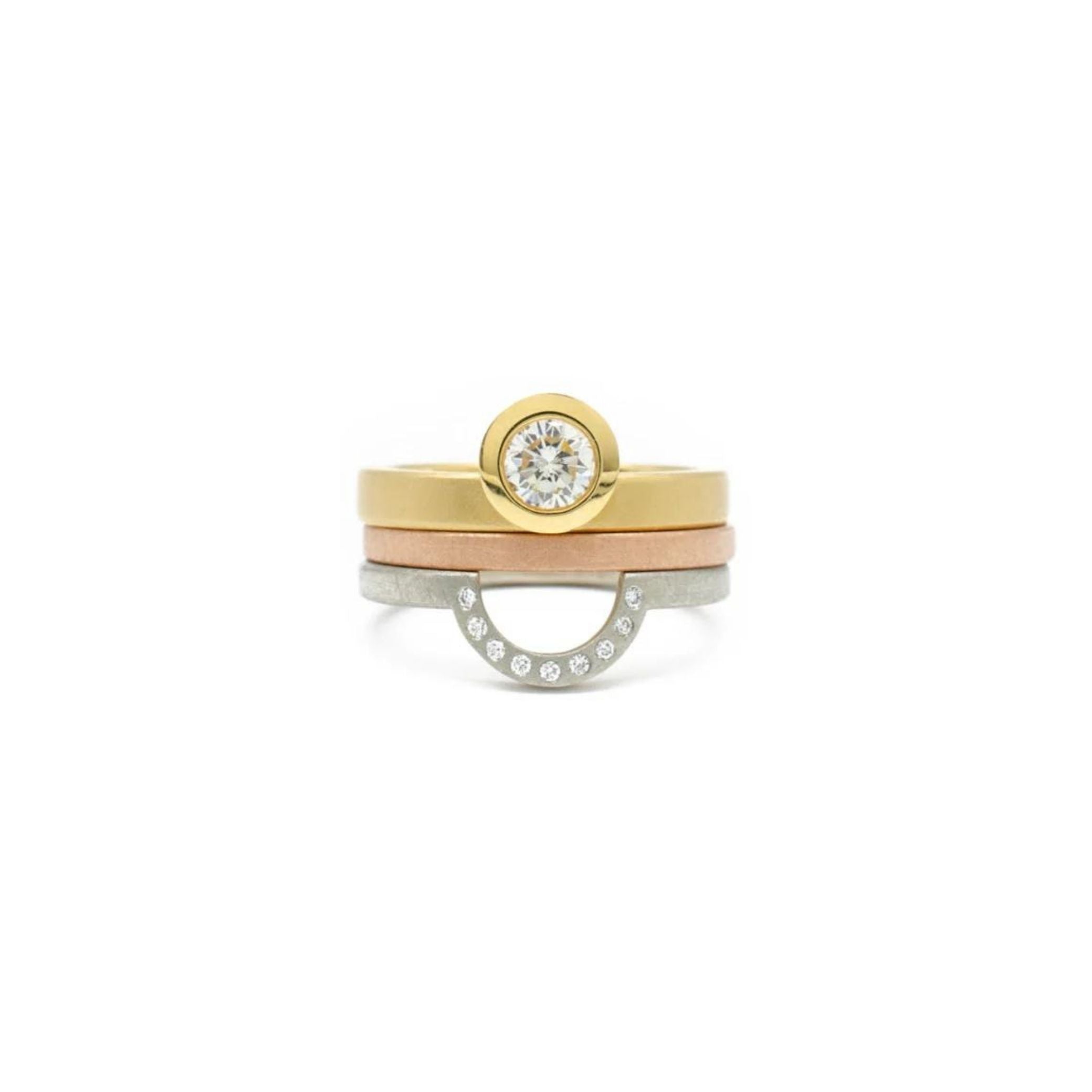 Tricolor Gold and Diamond Stacking Rings J Albrecht Designs Boulder